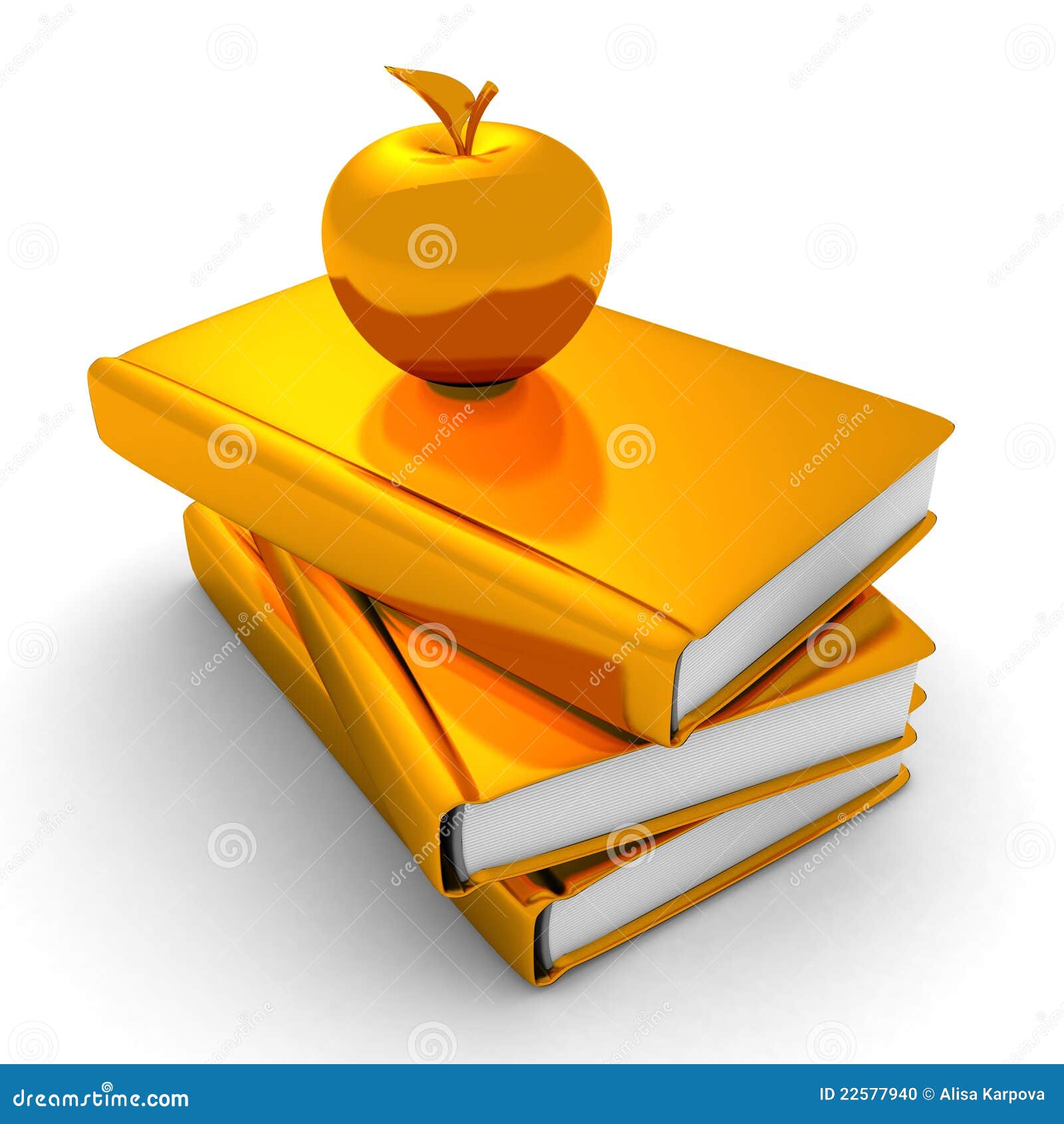 Golden Apple on Stack of Books. Education Concept Stock Illustration ...