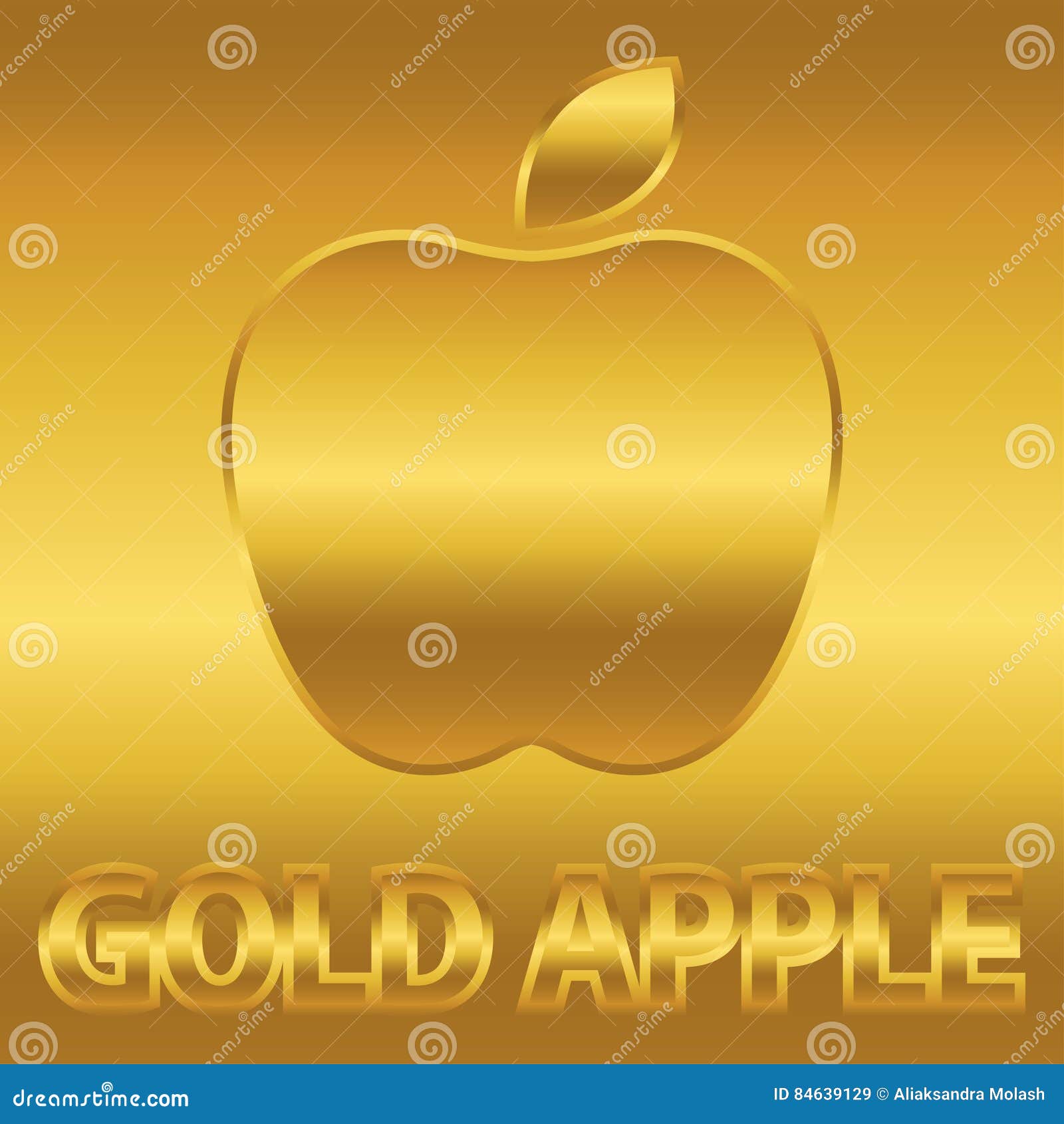 Golden Apple Symbol with Gold Text Stock Vector - Illustration of food ...