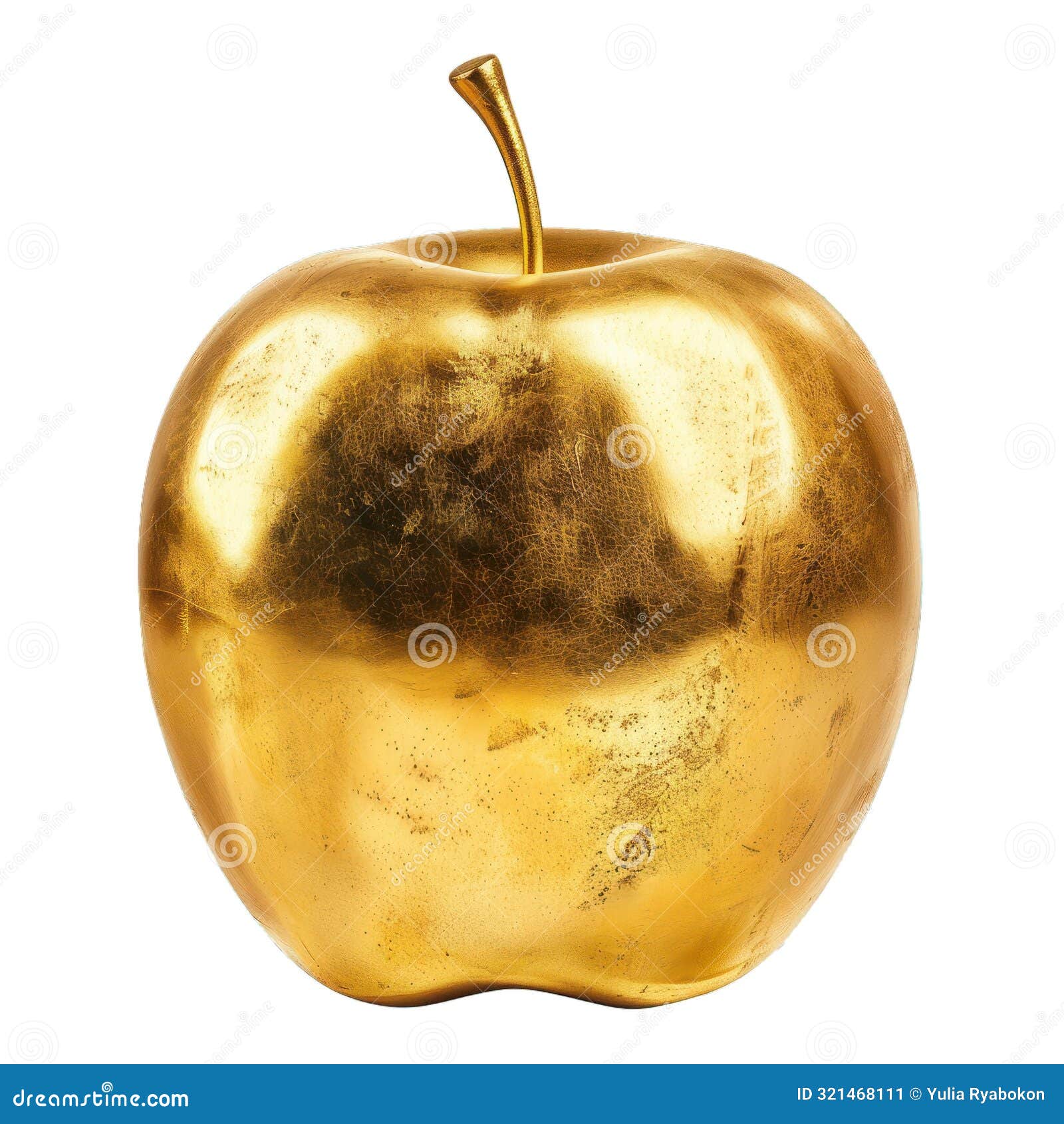Golden Apple on Transparent Background Stock Image - Image of metallic ...