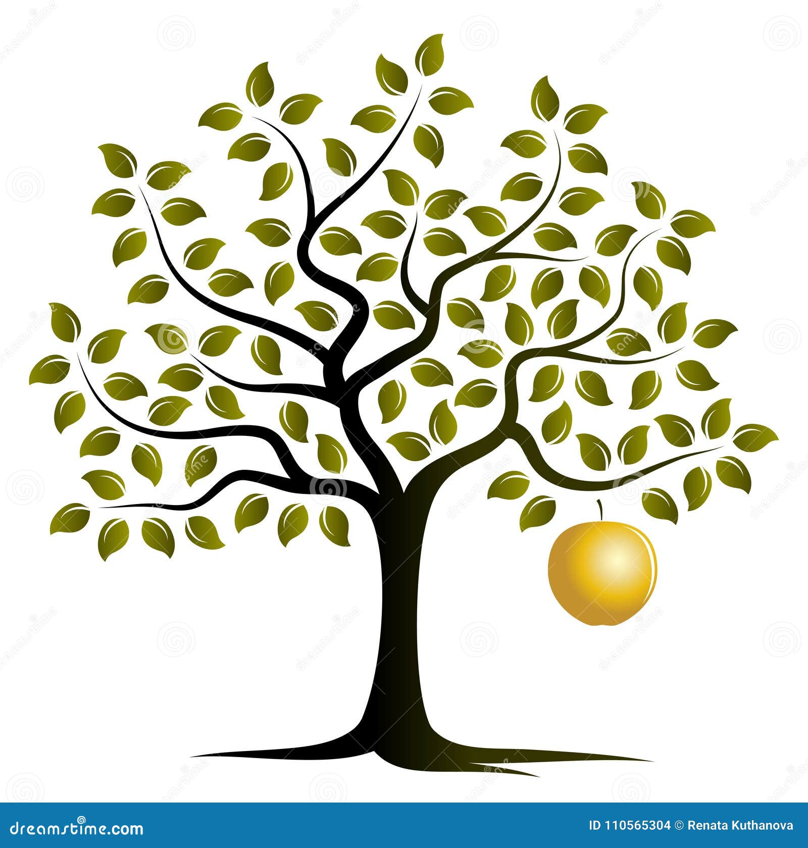 Golden apple tree stock vector. Illustration of fresh - 110565304