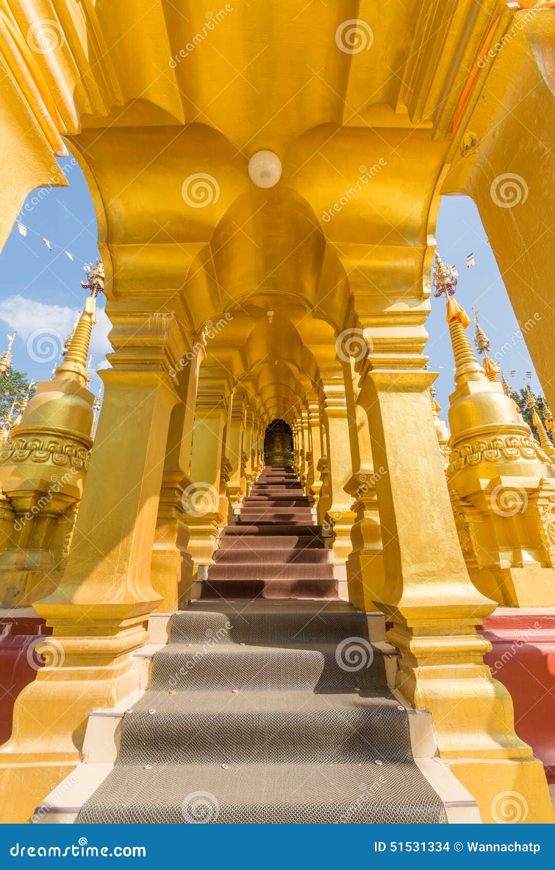 Golden arched walkway stock photo. Image of architectural - 51531334