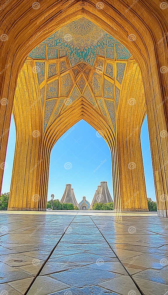 Golden Arches and Tilework Modern Architectural Monument in Tehran ...