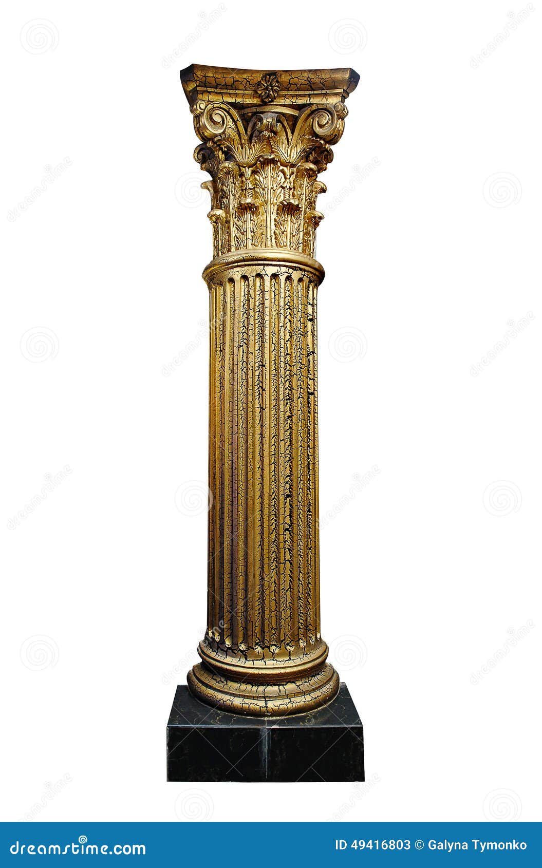 Golden Architectural Column Isolated on a White Background Stock Image ...