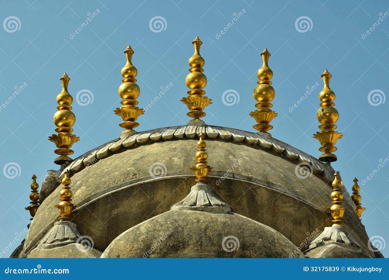The Golden Architecture with Dome Stock Image - Image of golden, blue ...