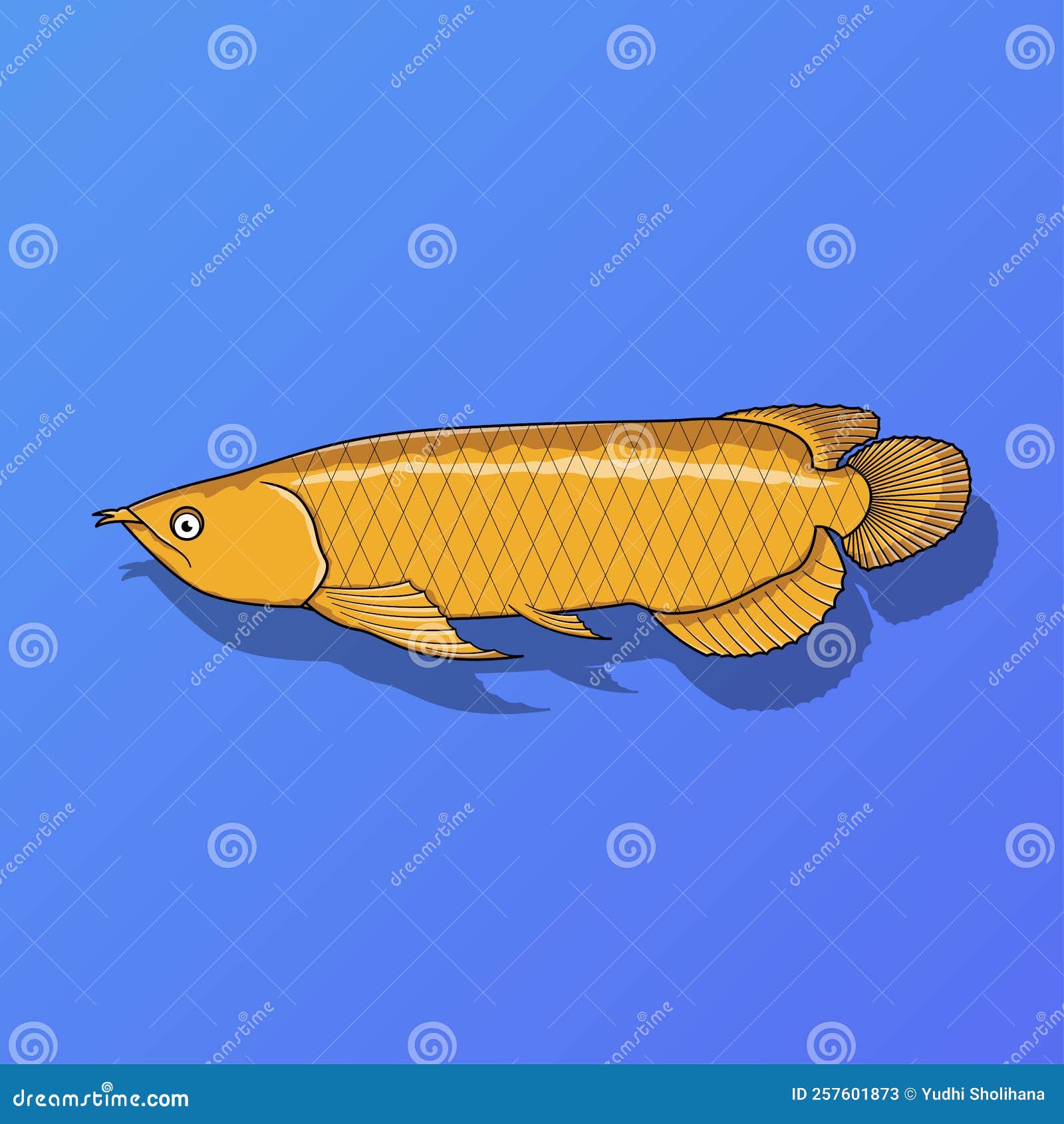 Golden arowana fish stock vector. Illustration of fish - 257601873
