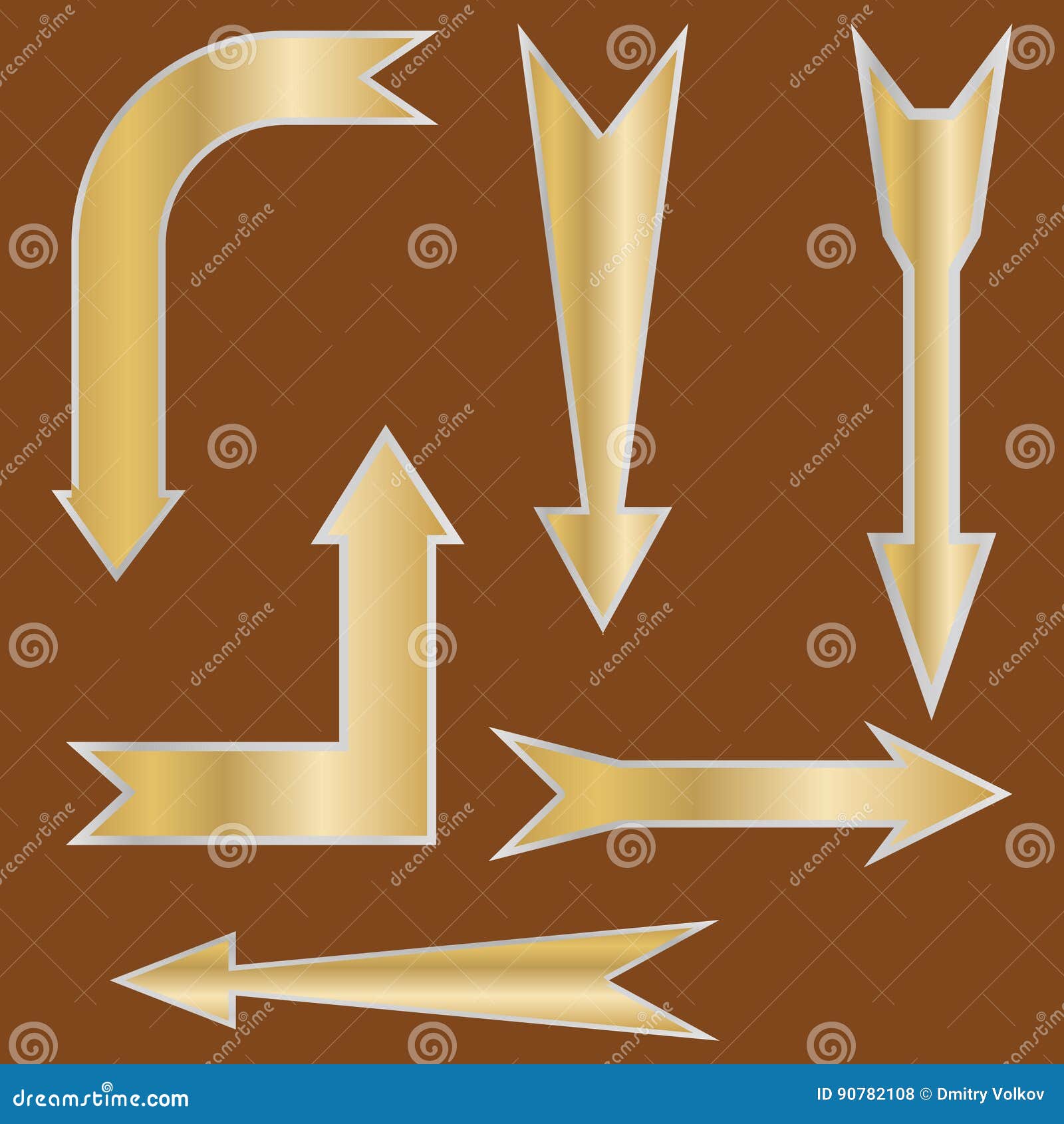 Golden arrow-pointers stock vector. Illustration of golden - 90782108