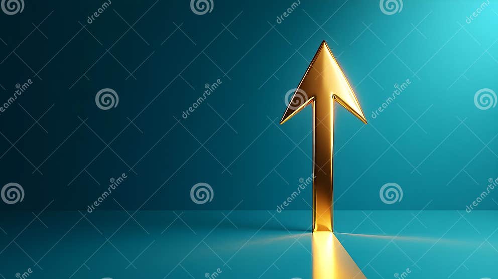 Golden Arrow on Teal Surface Reflecting Light Stock Illustration ...
