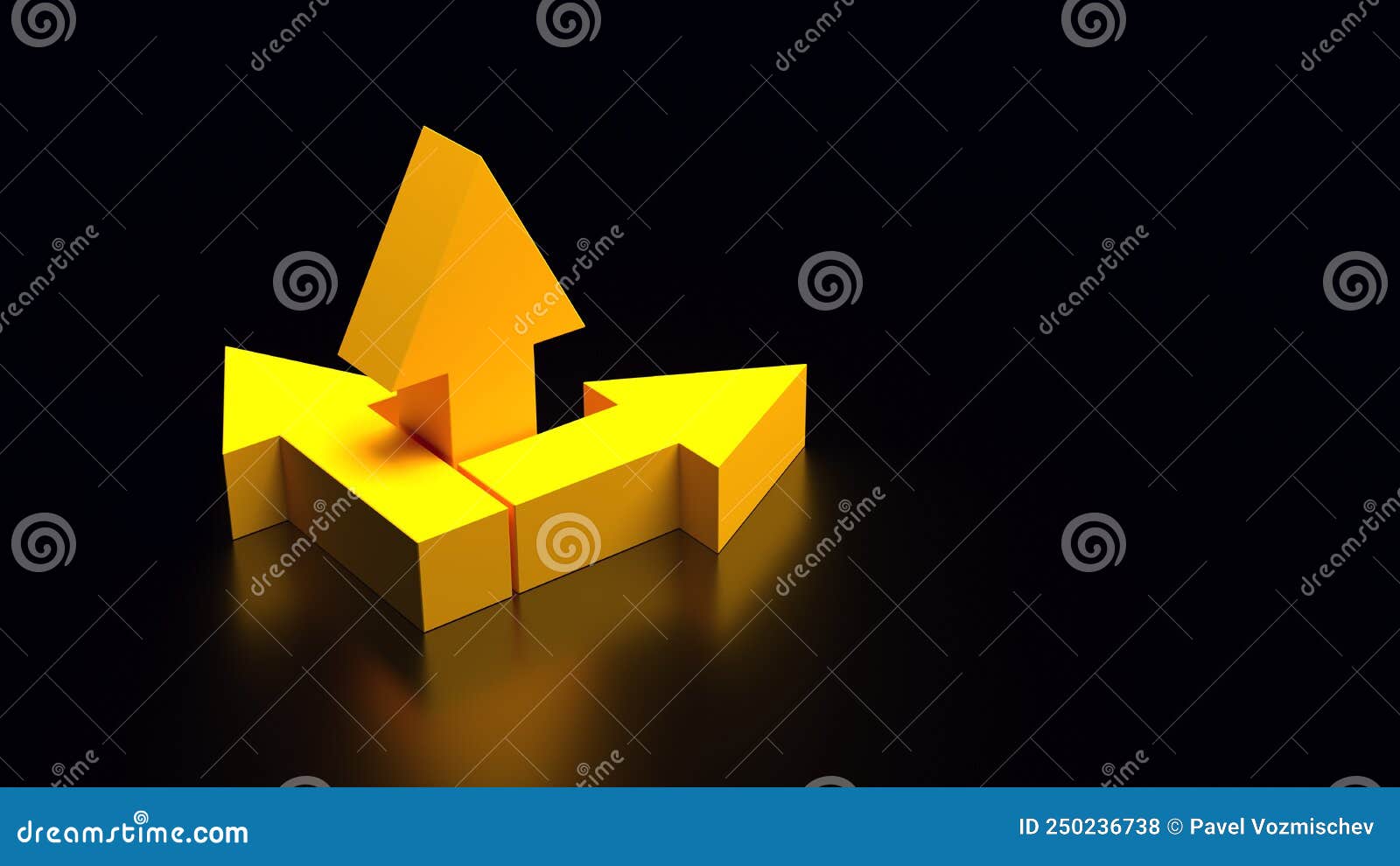 Golden Arrows of Xyz Coordinates on a Black Background. 3d Illustration ...
