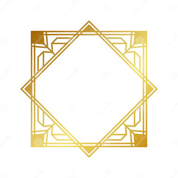 Golden Art Deco Square Frame Stock Vector - Illustration of border, modern: 351280710