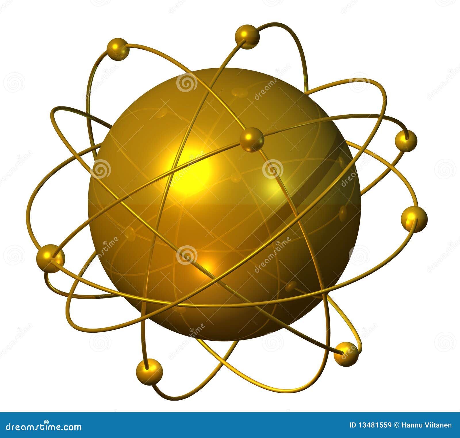 Golden atomium stock illustration. Illustration of atom - 13481559