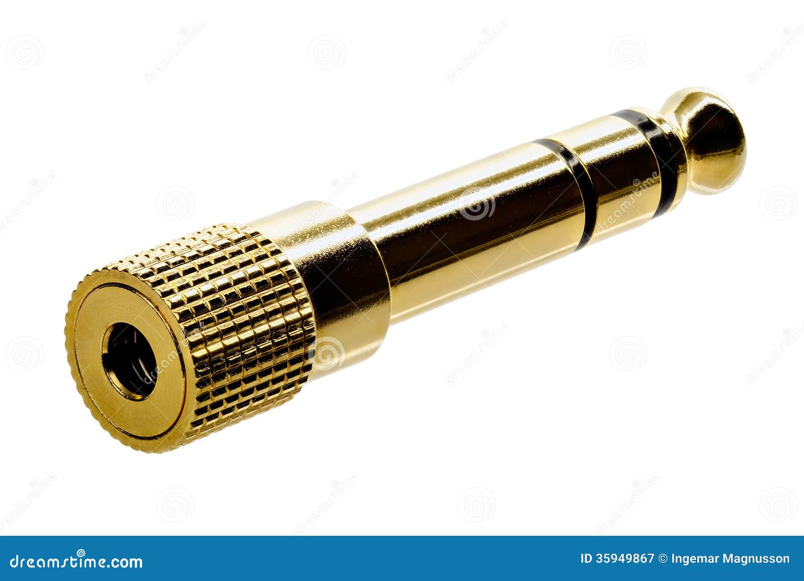 Golden audio adapter plug stock image. Image of sound - 35949867