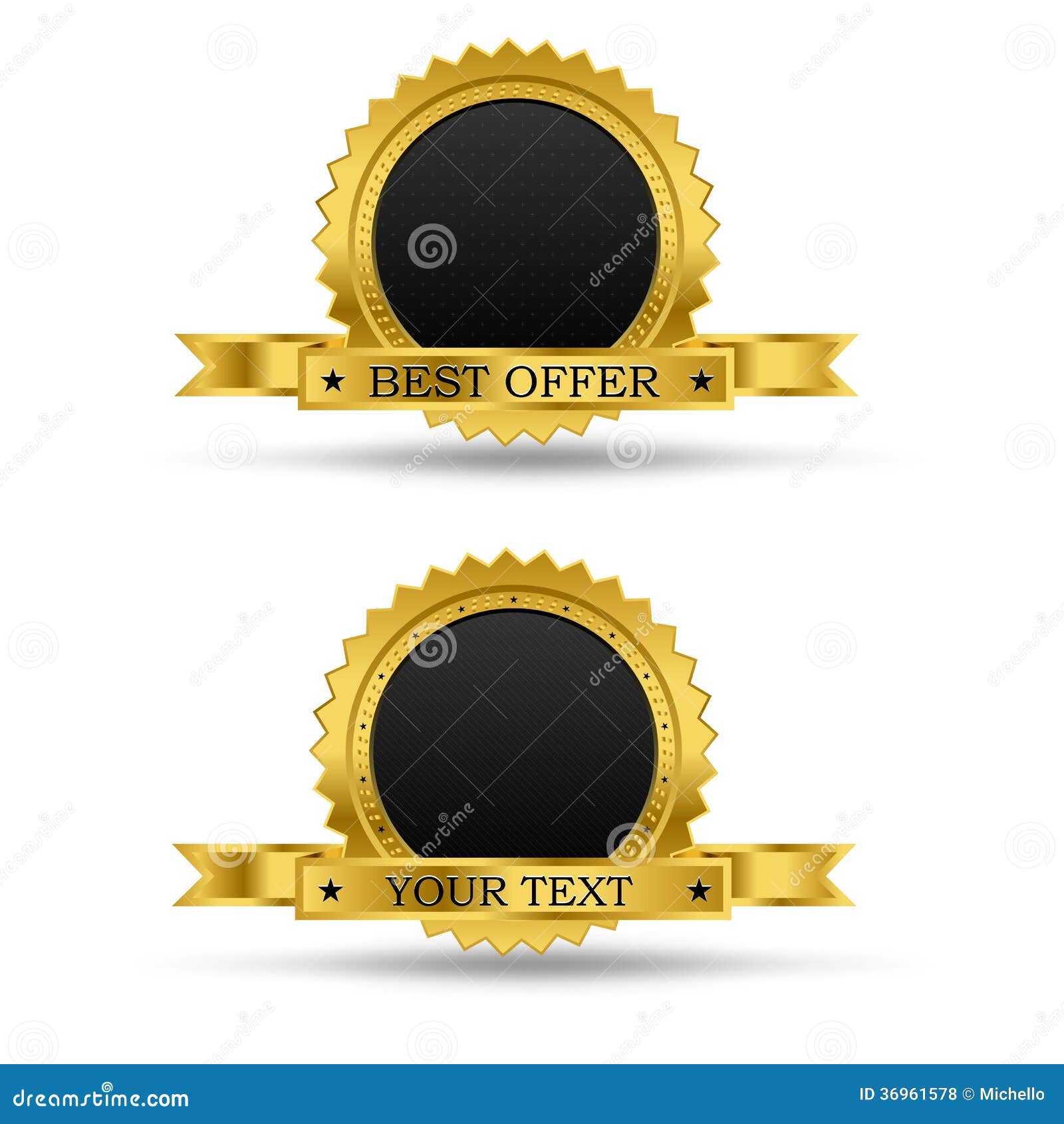 Golden Award Or Distinction With Red Ribbon As Token Of Recognition Of ...