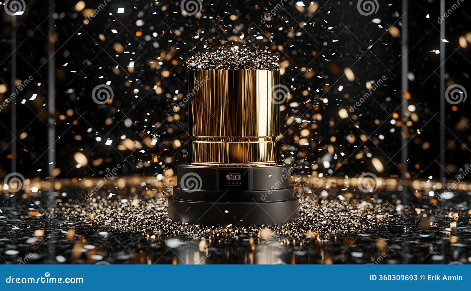 Golden Award Ceremony Confetti Celebration Stage Stock Image - Image of ...