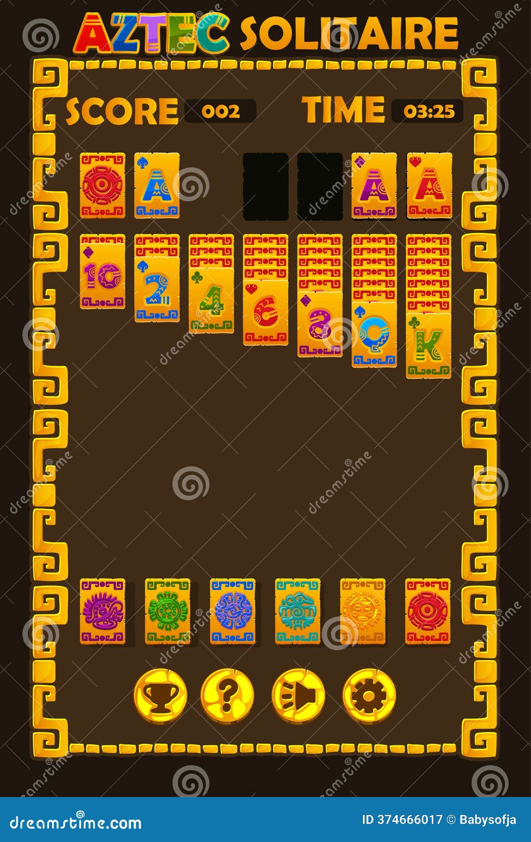 Golden Aztec Solar Disk, Sun Symbol, And Diadem Cartoon Vector ...