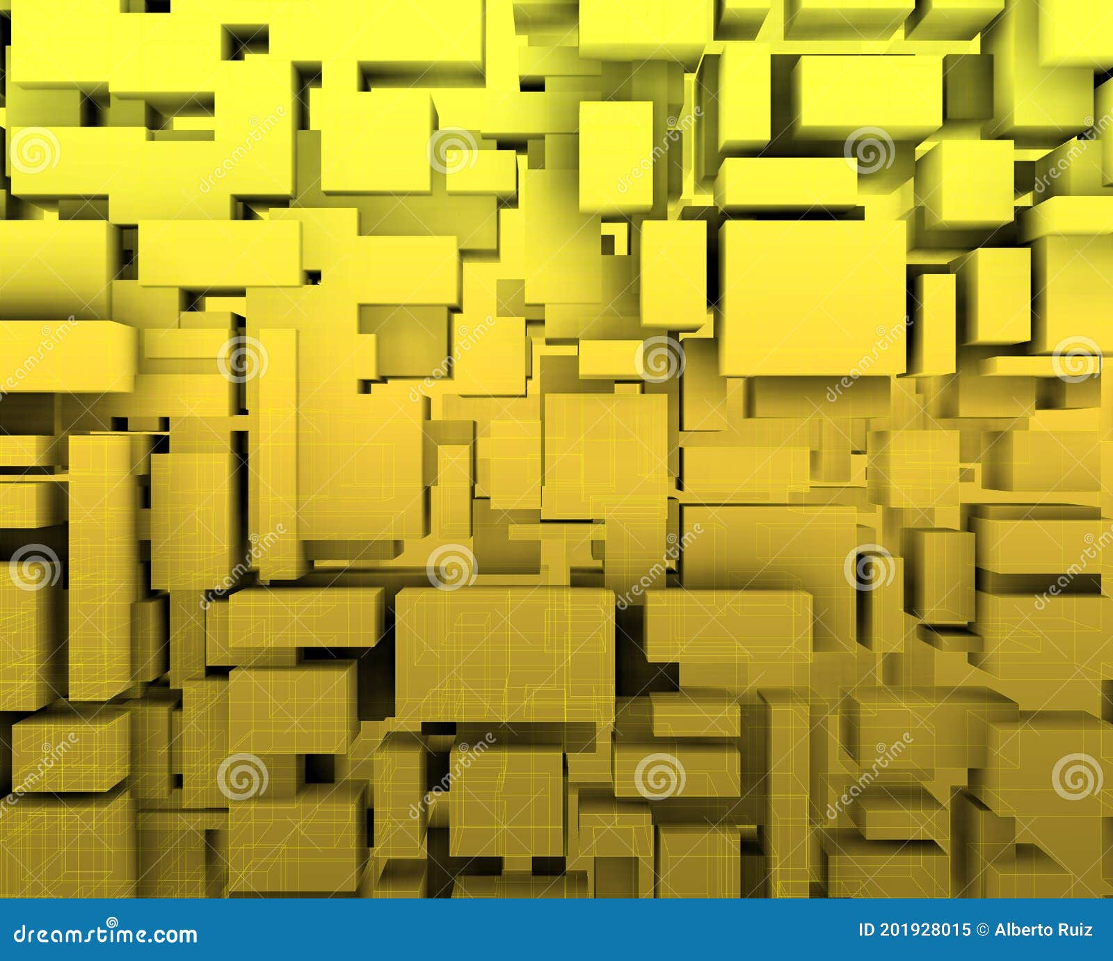 Golden Background with Cubes in Perspective Stock Illustration ...