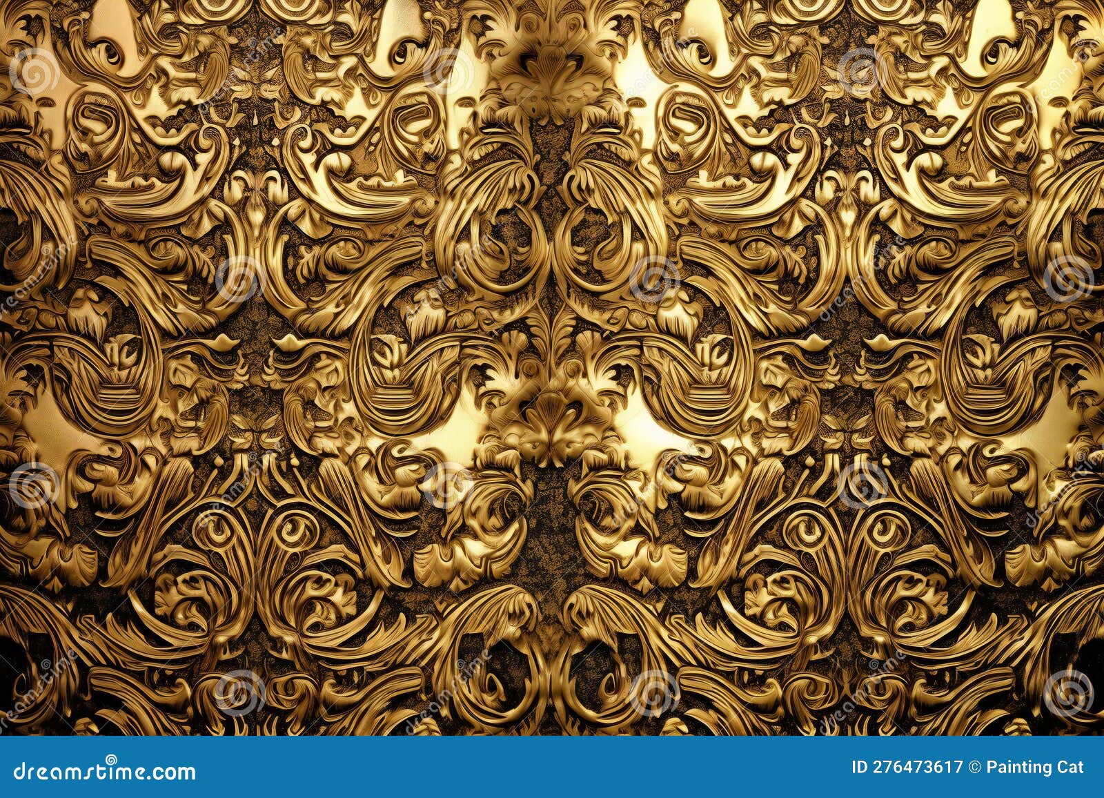 Golden Background with Pattern in the Style of Baroque Stock ...