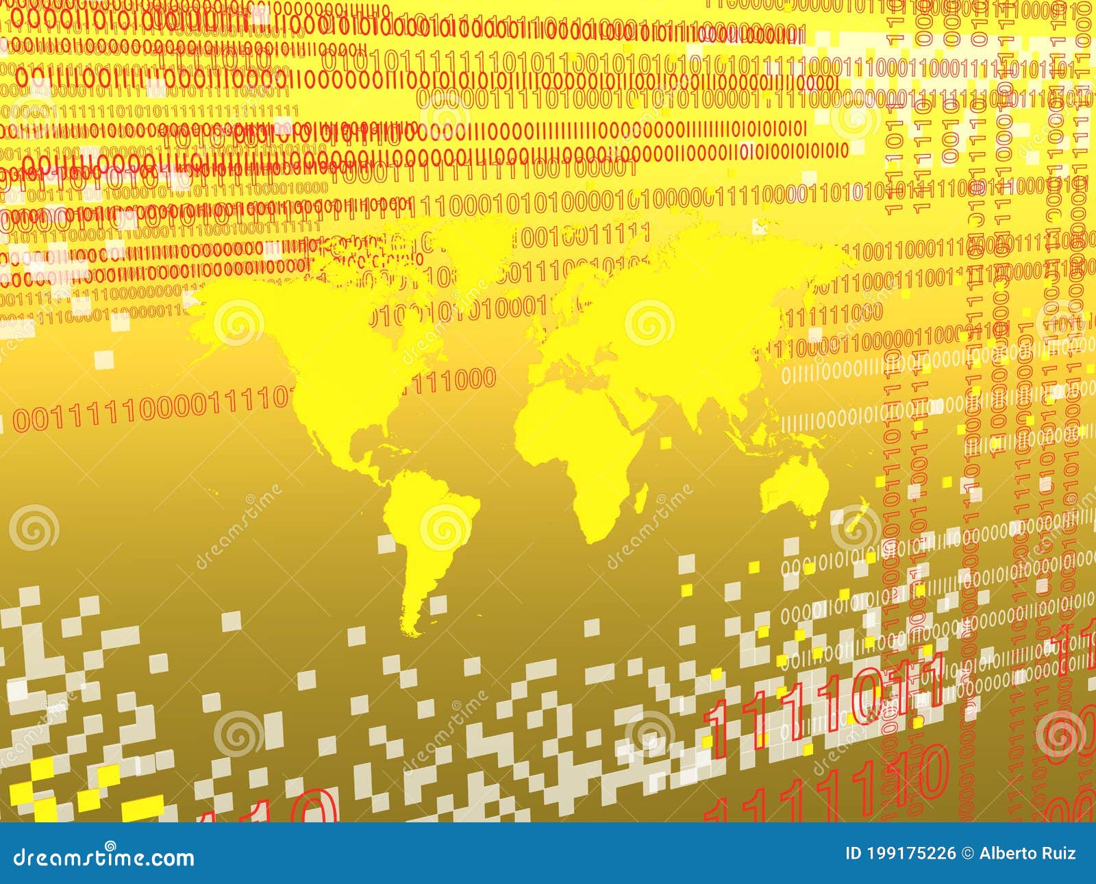GOLDEN Background with WHITE Pixels and YELLOW WORLD MAP Stock ...