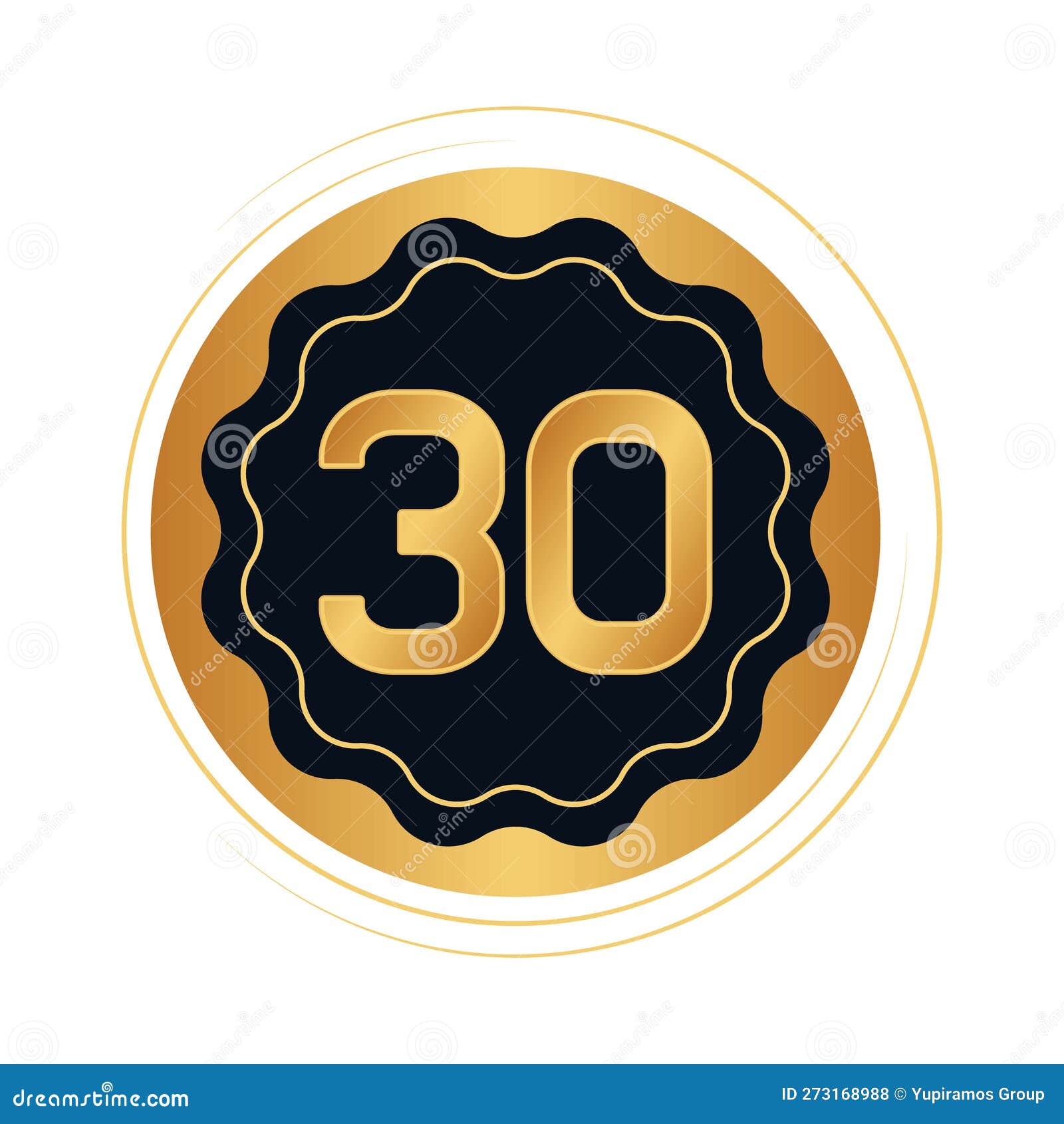 Golden Badge with Number Thirty Stock Vector - Illustration of vector ...