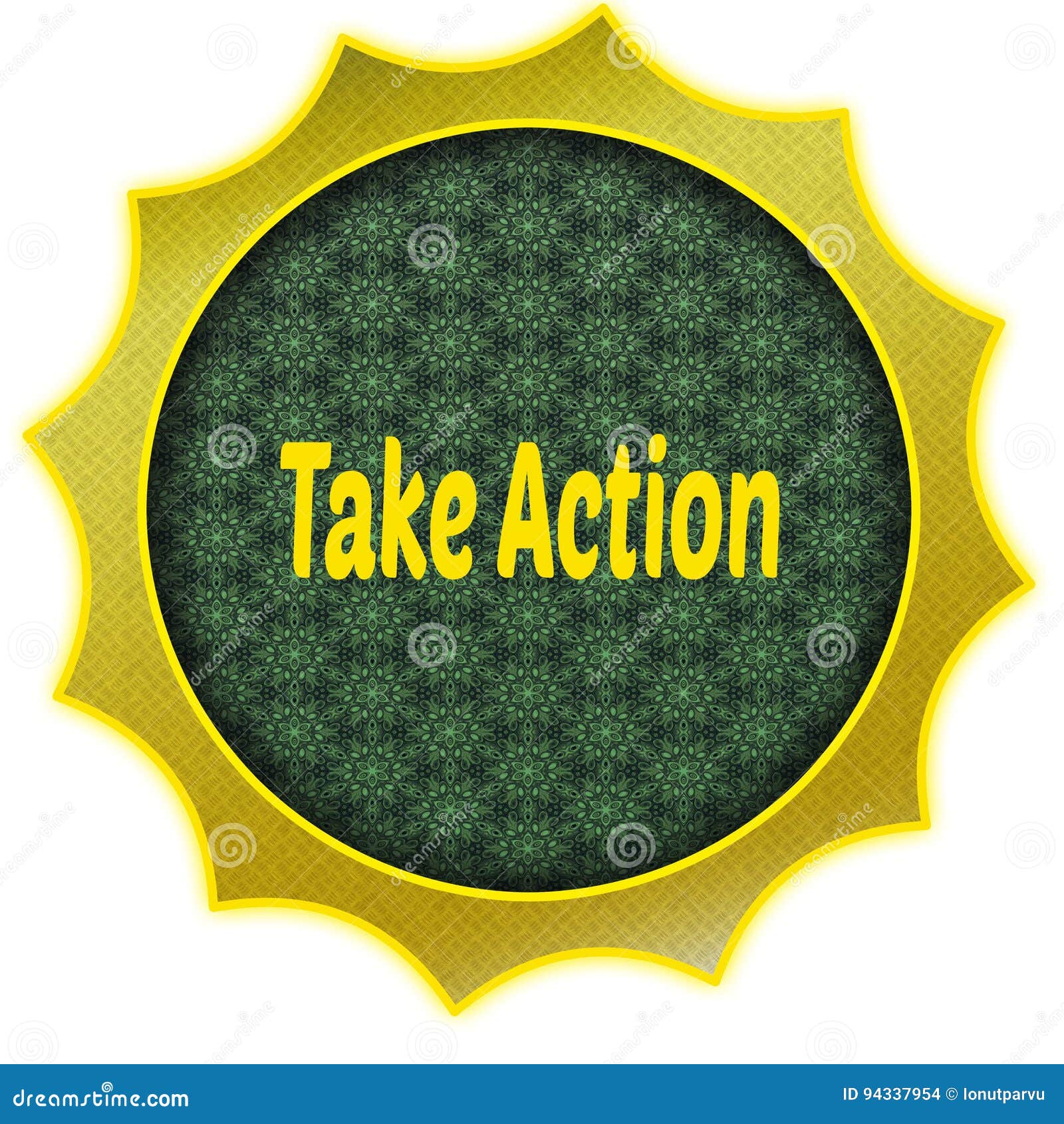 Golden Badge with TAKE ACTION Text. Stock Illustration - Illustration ...