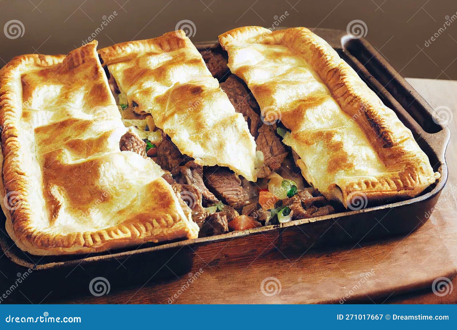 Golden Baked Meat Pie in Rectangular Shape Stock Image - Image of ...