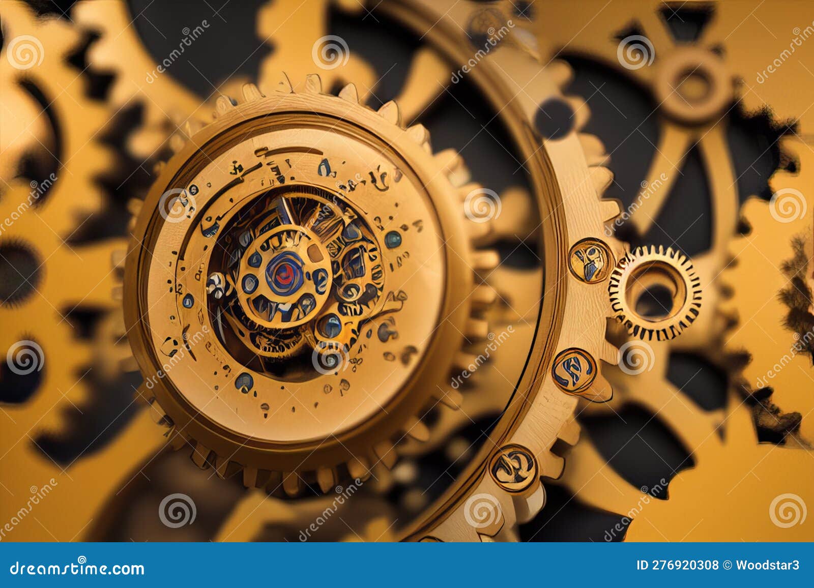 Golden Ball Bearings and Gears in Clockwork Stock Photo - Image of ...