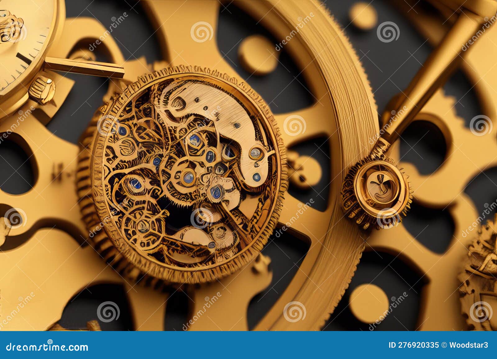 Golden Ball Bearings and Gears in Clockwork Stock Illustration ...