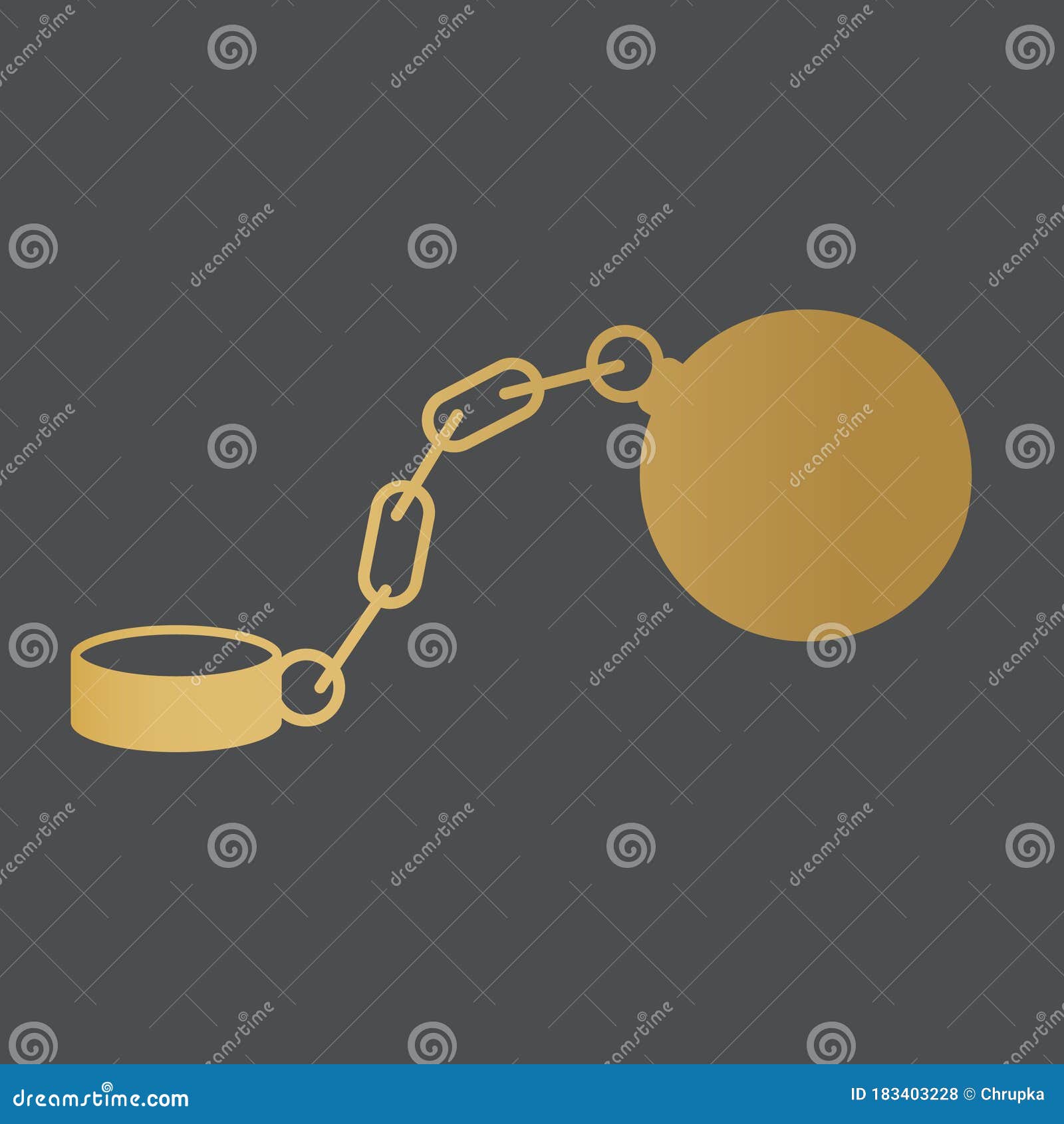 Golden ball and chain icon stock vector. Illustration of fetter - 183403228