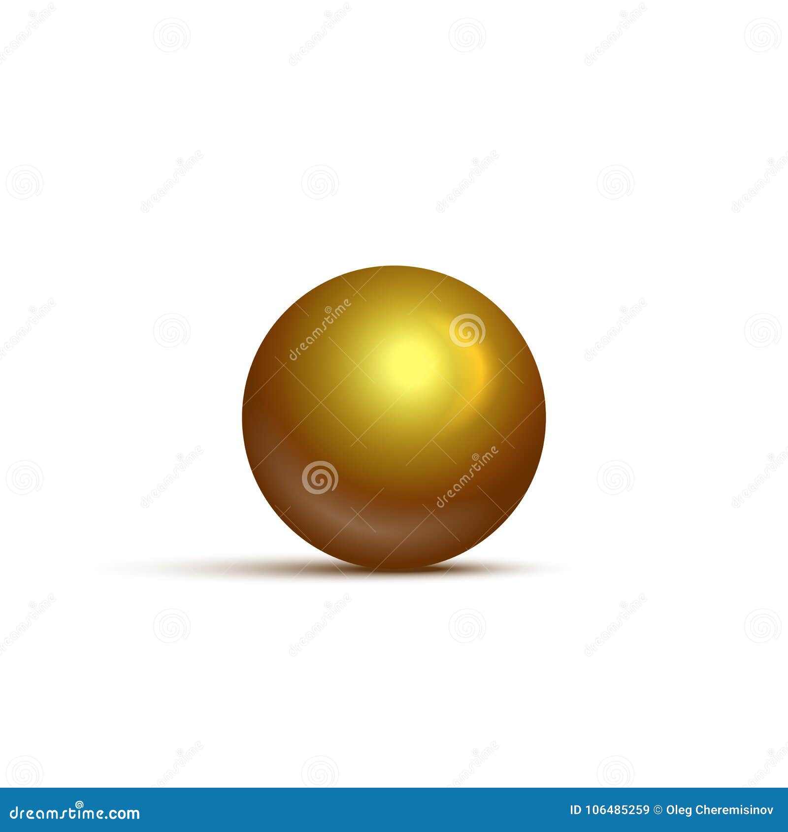 Golden Ball Isolated on White Background. Vector Realistic Design ...