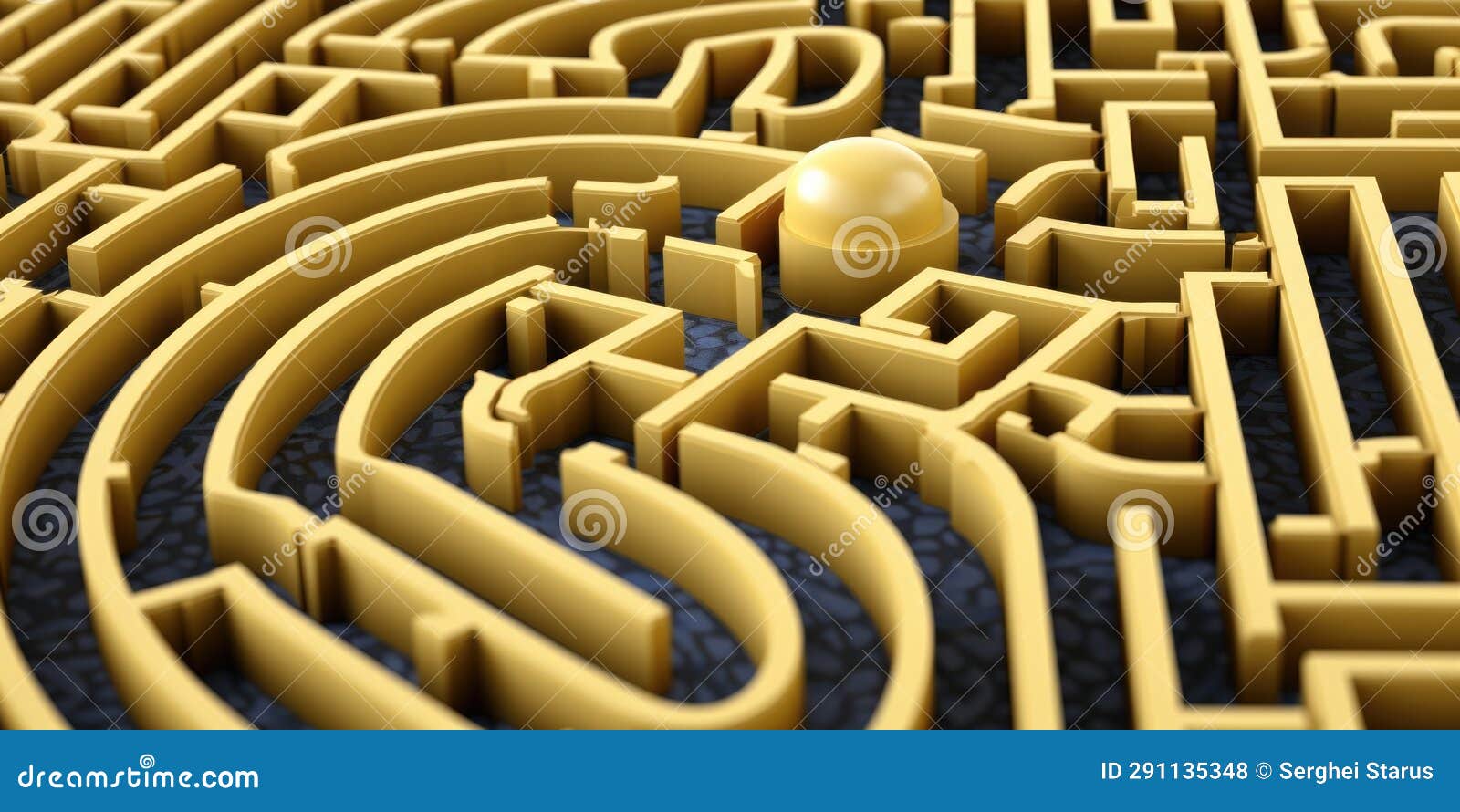 A Golden Ball in the Middle of a Maze, AI Stock Illustration ...
