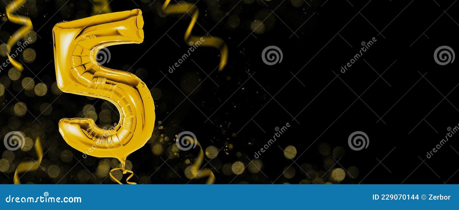 Golden Balloon with Copy Space - Number 5 Stock Photo - Image of ...