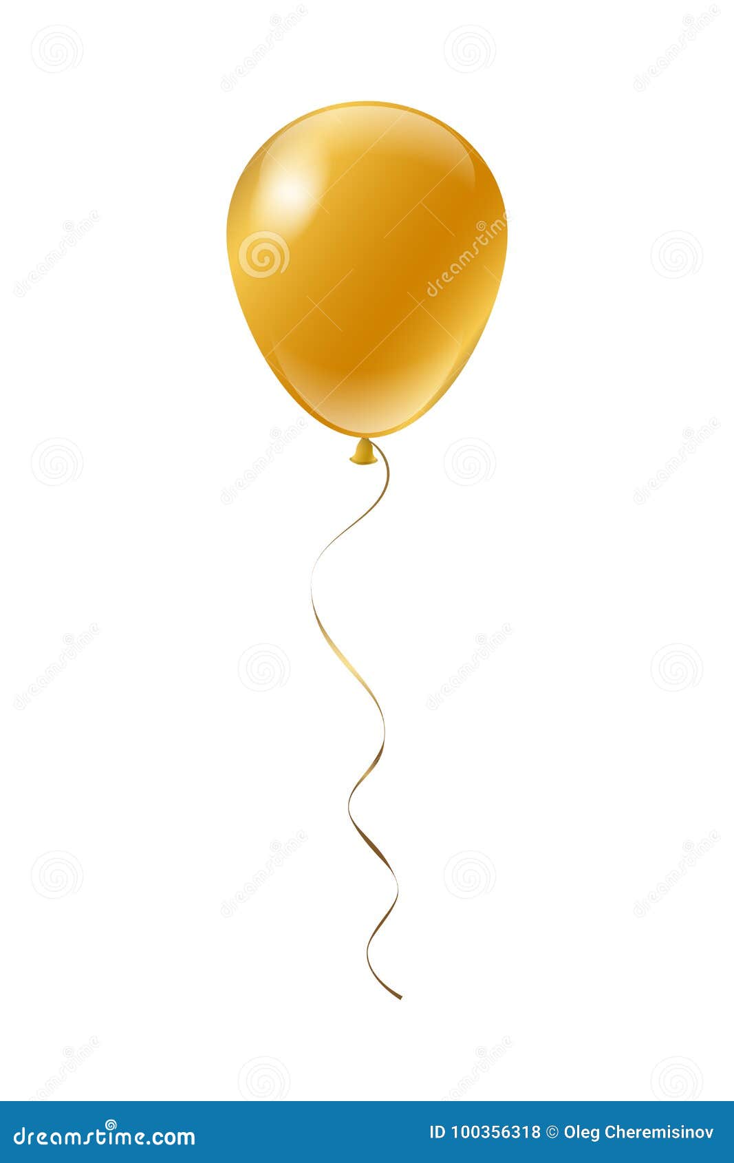 Golden Balloon Isolated on White. Stock Vector - Illustration of ...