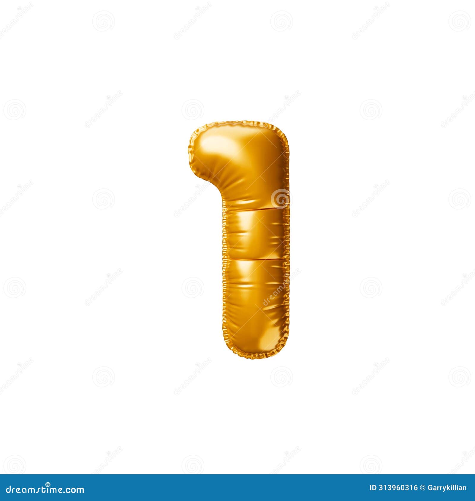 Golden Balloon Number 1. 3d Render Illustration Stock Illustration ...
