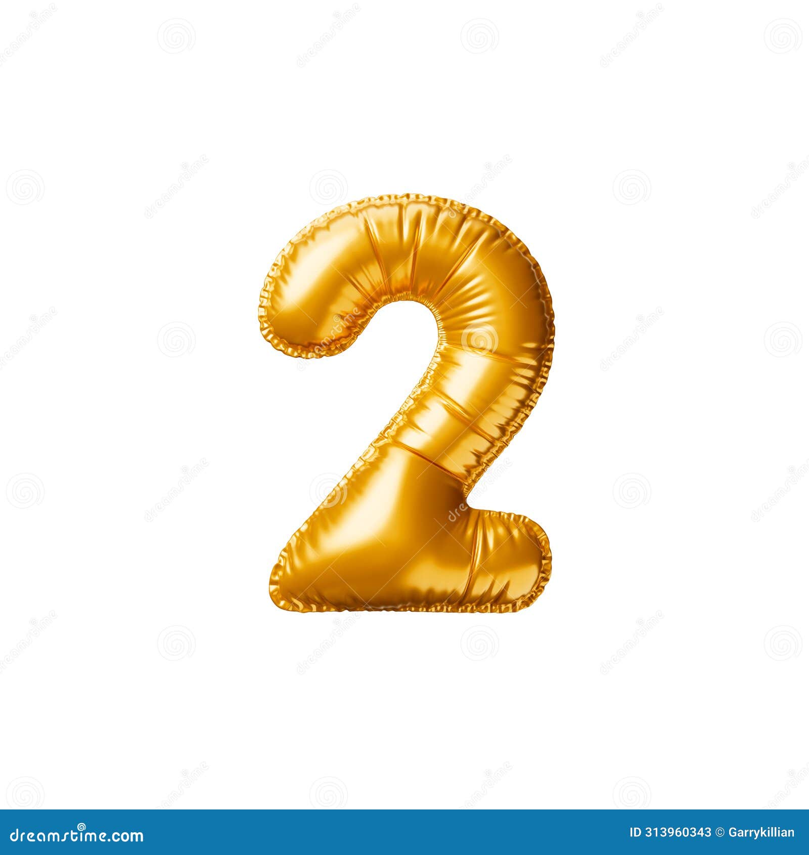 Golden Balloon Number 2. 3d Render Illustration Stock Illustration ...