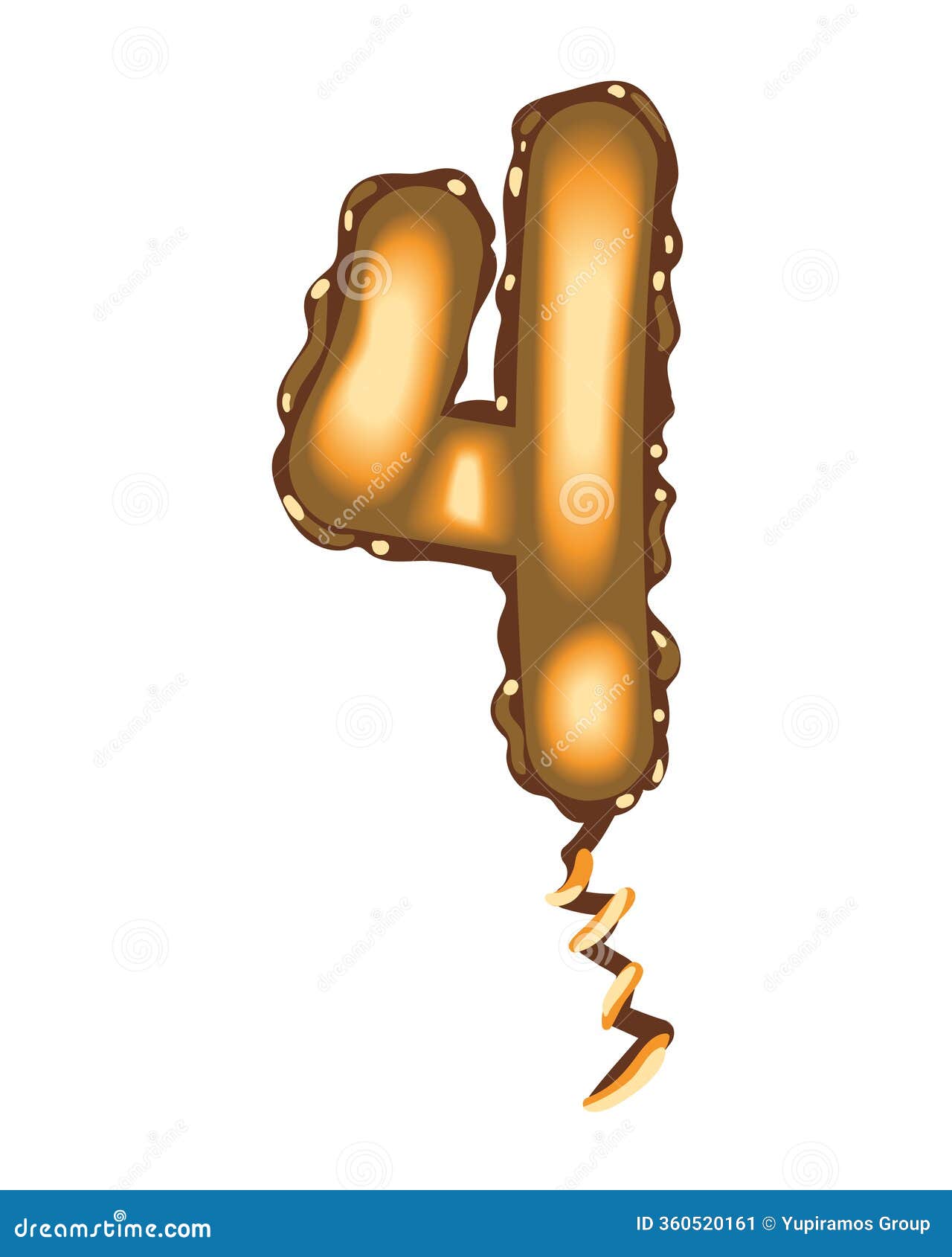 Golden balloon number four stock vector. Illustration of glossy - 360520161