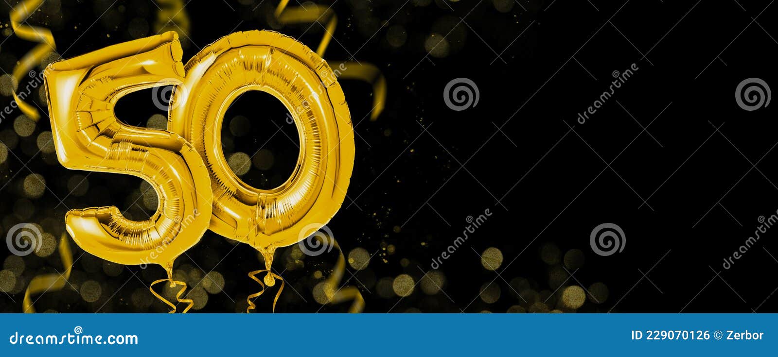 Golden Balloons with Copy Space - Number 50 Stock Photo - Image of 50th ...