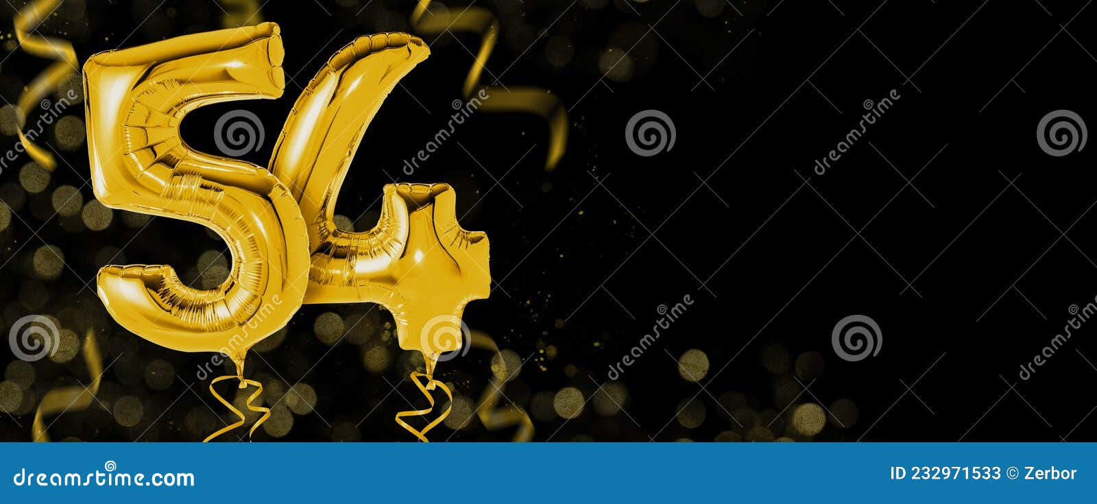 Golden Balloons with Copy Space - Number 54 Stock Image - Image of ...