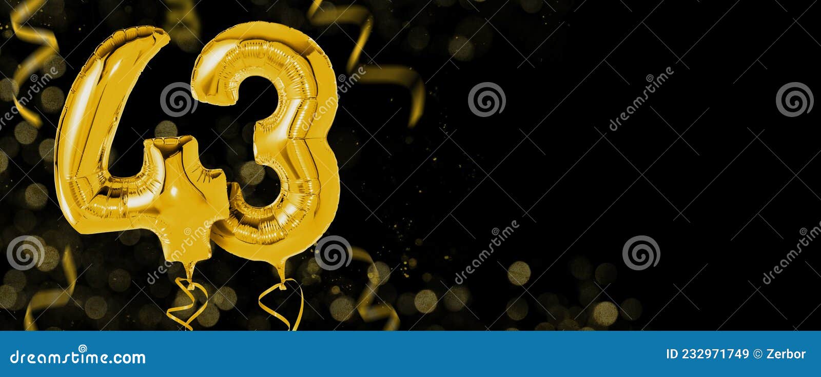 Golden Balloons with Copy Space - Number 43 Stock Image - Image of ...