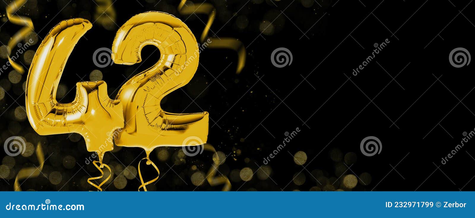 Golden Balloons with Copy Space - Number 42 Stock Image - Image of ...