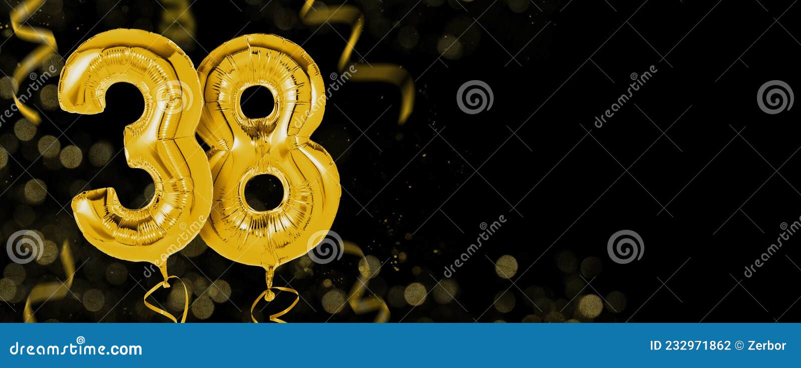 Golden Balloons with Copy Space - Number 38 Stock Photo - Image of 38th ...