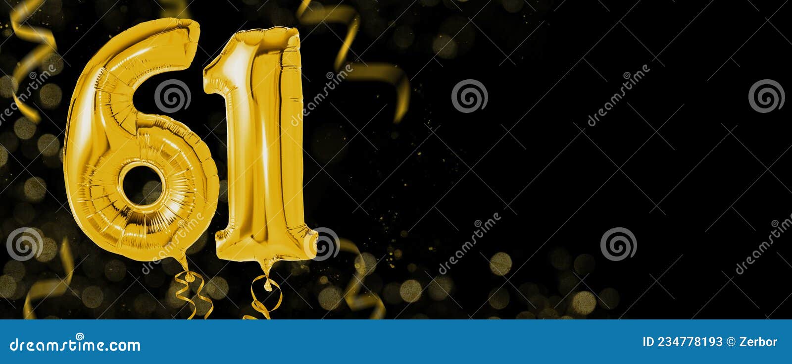 Golden Balloons with Copy Space - Number 61 Stock Image - Image of ...