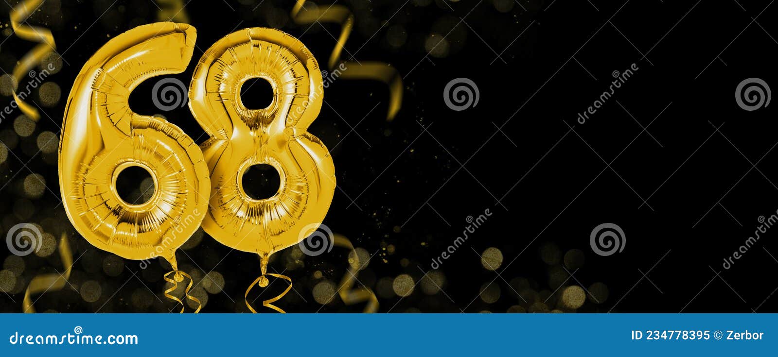 Golden Balloons with Copy Space - Number 68 Stock Image - Image of ...