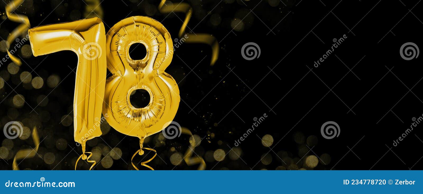 Golden Balloons with Copy Space - Number 78 Stock Photo - Image of ...