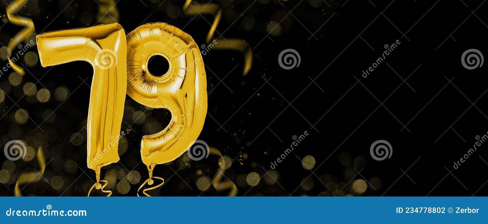 Golden Balloons with Copy Space - Number 79 Stock Photo - Image of foil ...