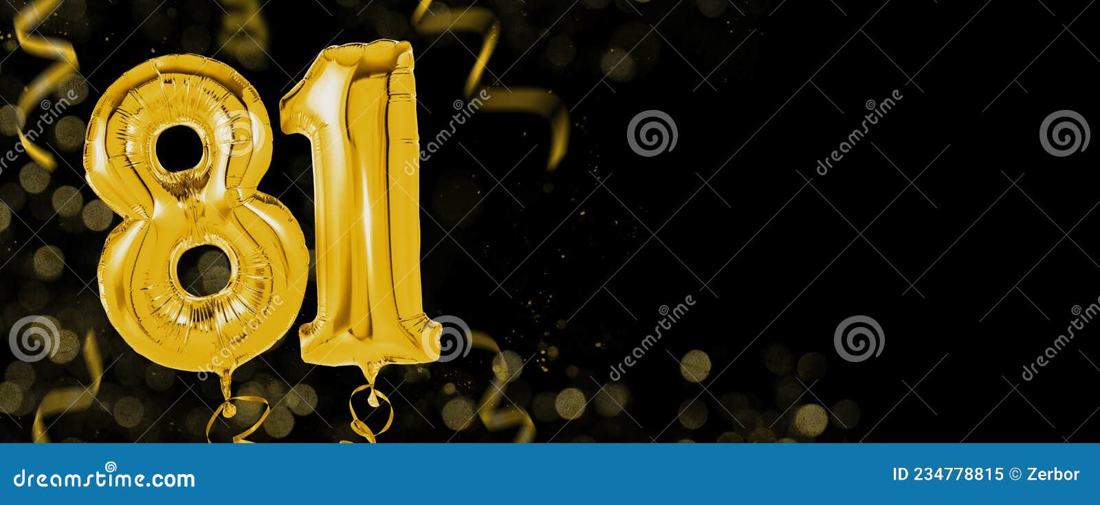 Golden Balloons with Copy Space - Number 81 Stock Image - Image of ...