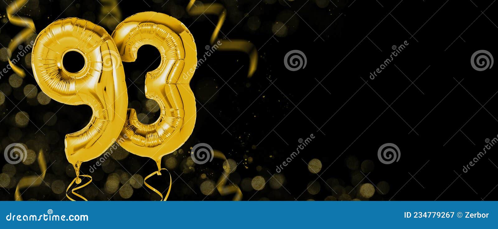 Golden Balloons with Copy Space - Number 93 Stock Image - Image of ...