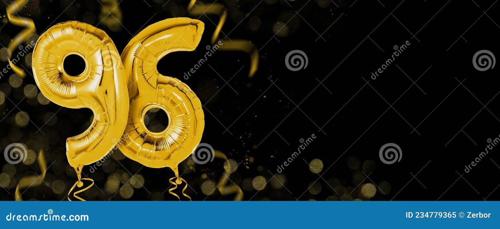 Golden Balloons with Copy Space - Number 96 Stock Image - Image of ...