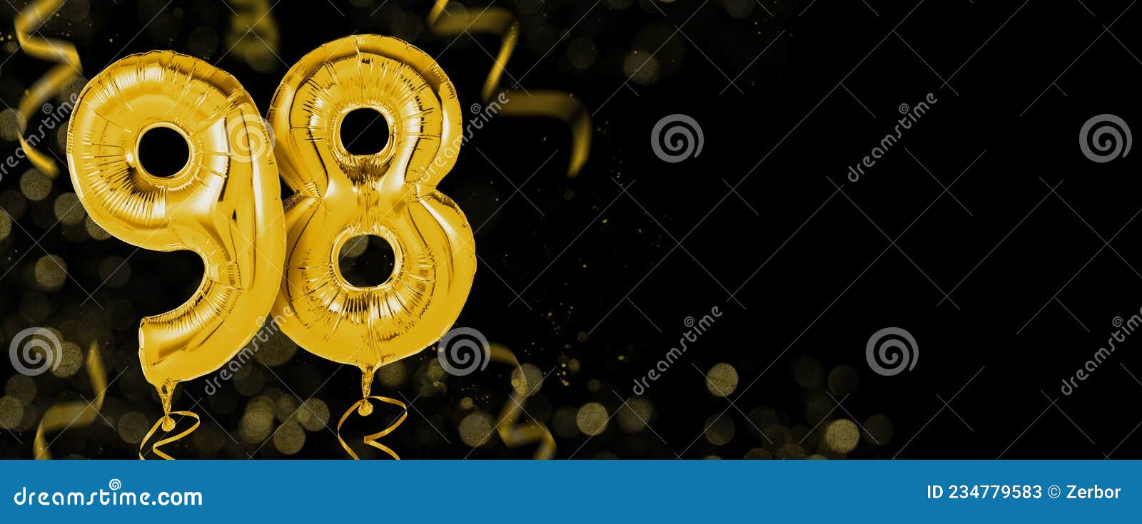 Golden Balloons with Copy Space - Number 98 Stock Image - Image of ...