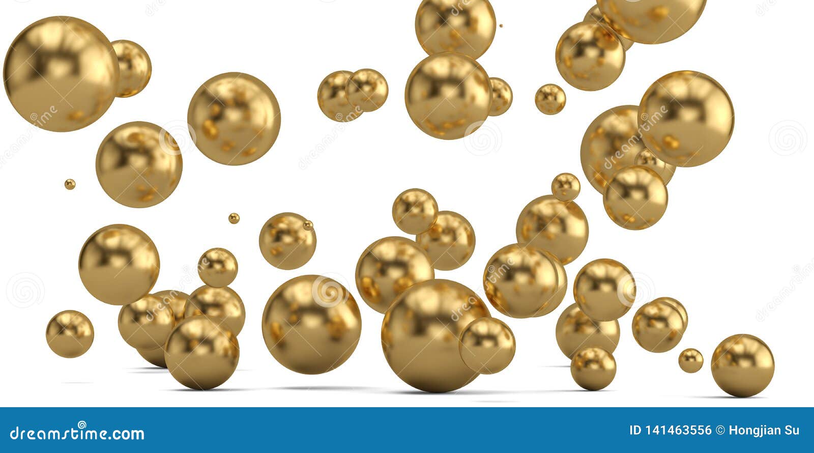 Golden Balls Abstract Background Golden Pearl. 3D Illustration Stock ...