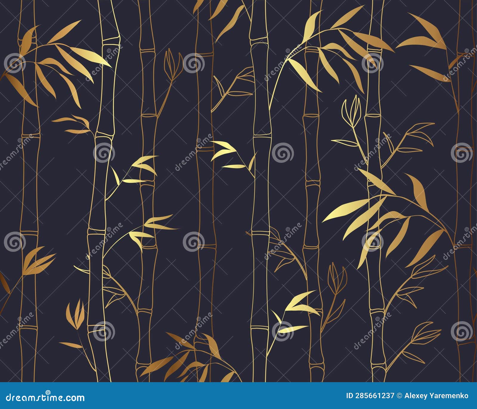 Golden Bamboo Seamless Pattern Vector Stock Illustration - Illustration ...