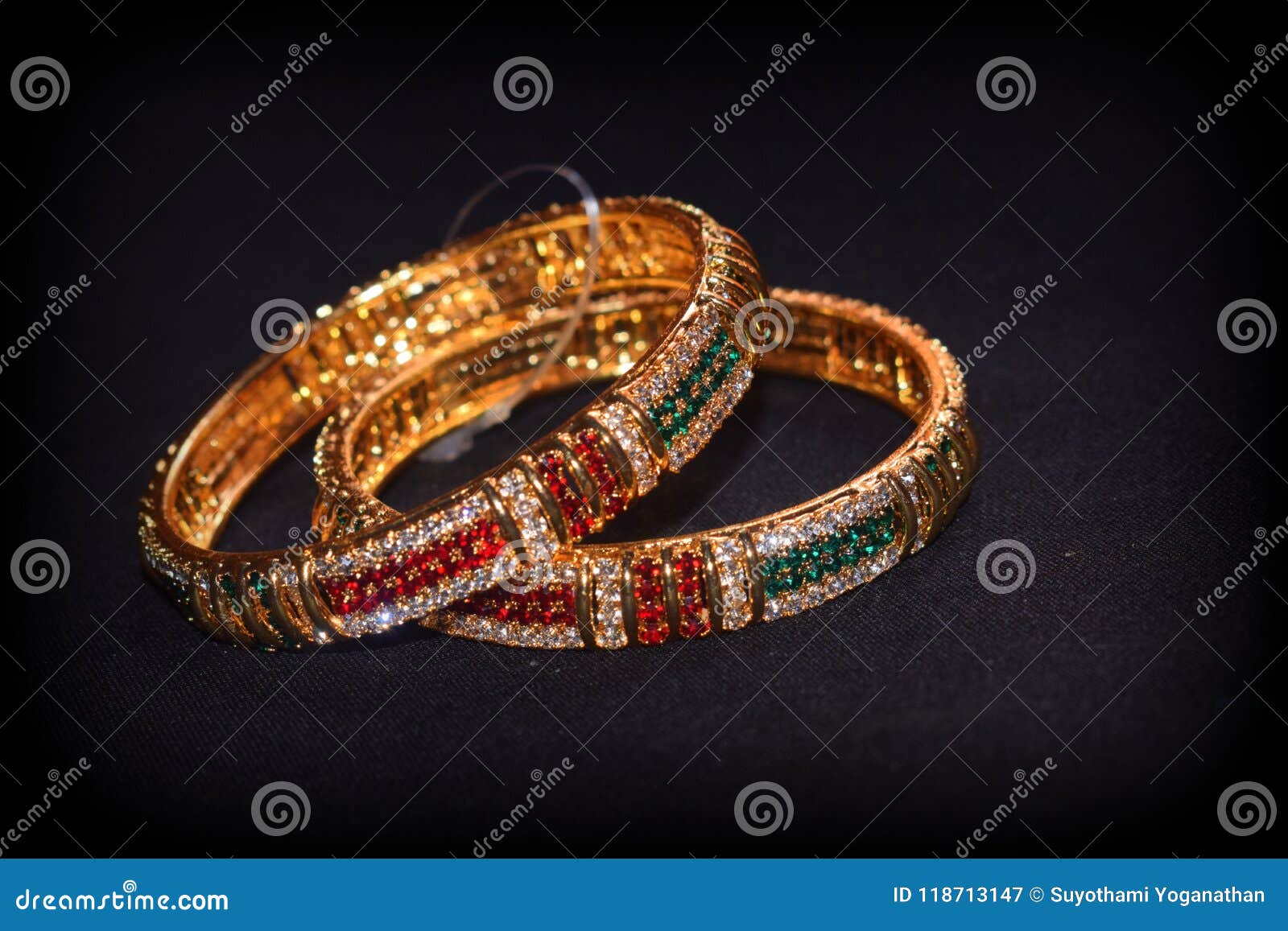 Golden bangles stock image. Image of background, black - 118713147
